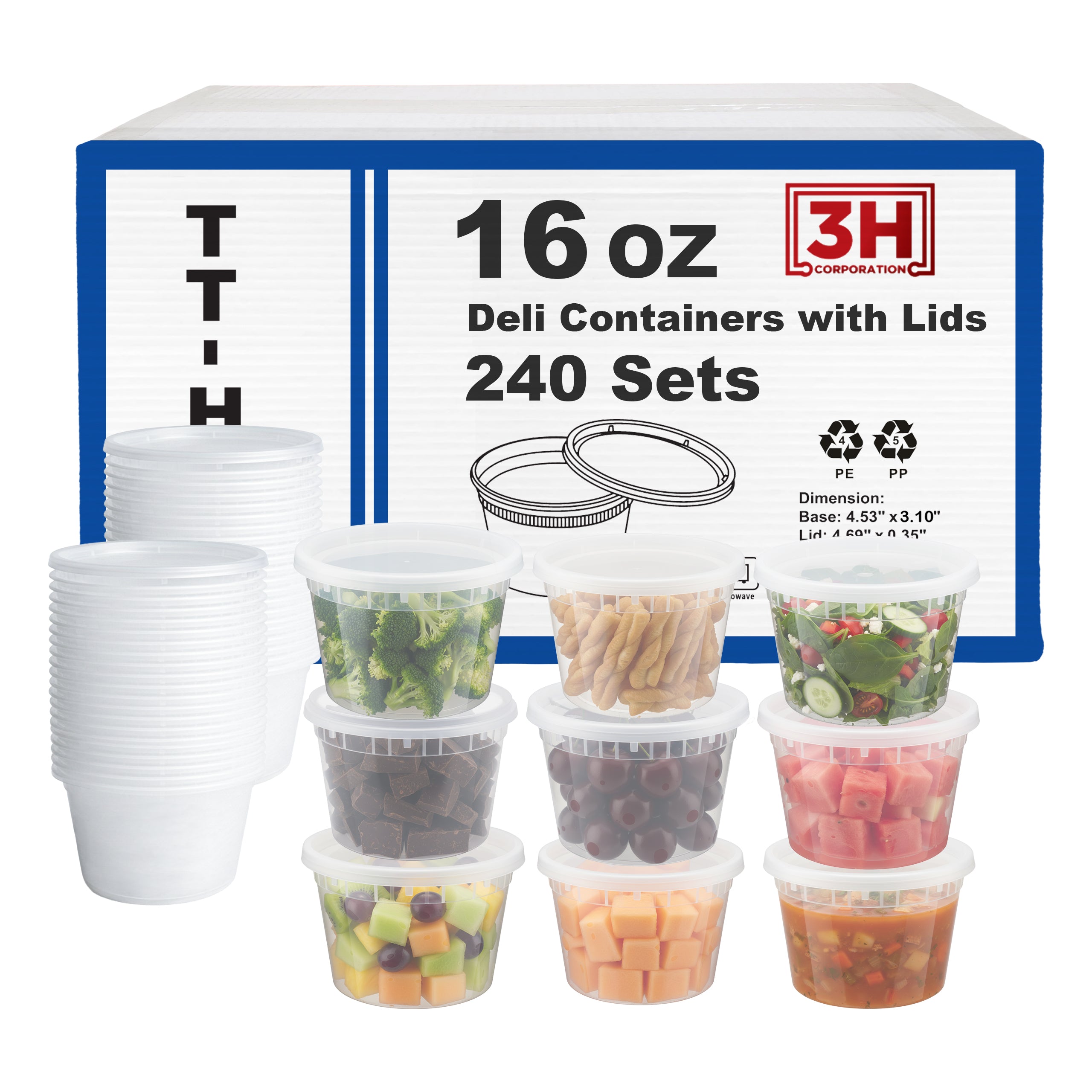 16 oz Deli Containers with Lids(240 Sets, 480 Pics), Soup Cups with Li ...